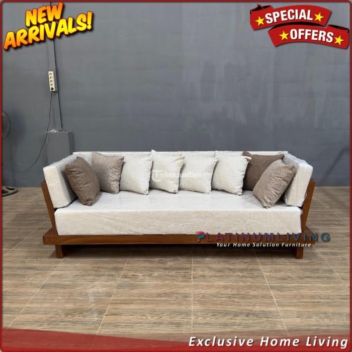 Kursi Sofa Jati Modern, Sofa Minimalis Kayu Jati, Sofa 3 Seater di ...