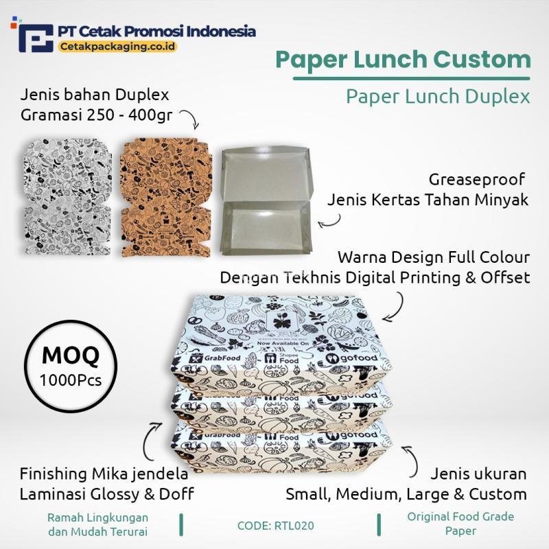 Box Makanan Paper Lunch Bahan Duplex Custom Percetakan Terdekat di ...