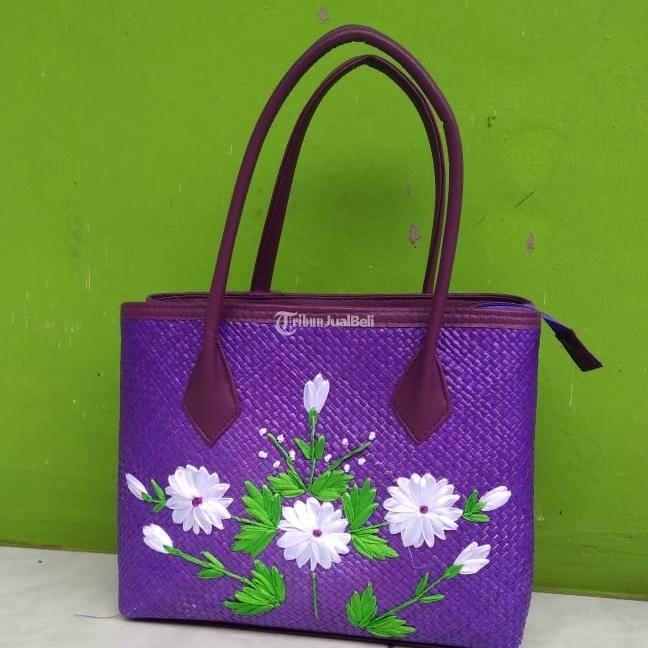 Tas Pandan Anyam Hias Bunga di Sleman Yogyakarta - Tribun JualBeli