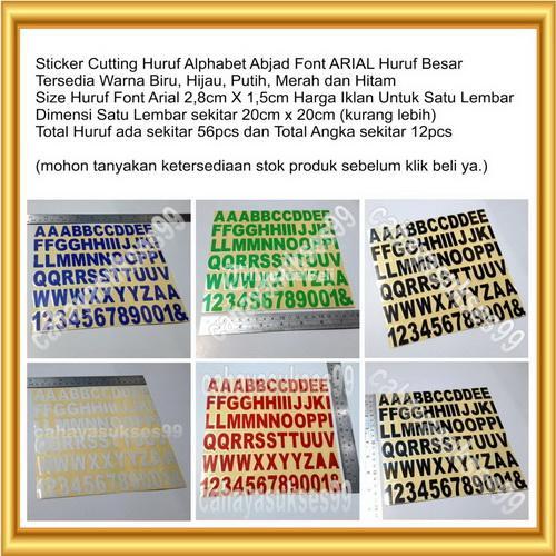 Sticker Huruf Alphabet Abjad Merah Biru Putih Hitam Hijau Font Arial di ...