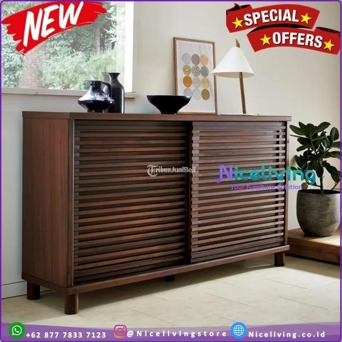 Bufet Kayu Jati Plus Pintu Sliding Bufet Salur Modern Terbaru ...