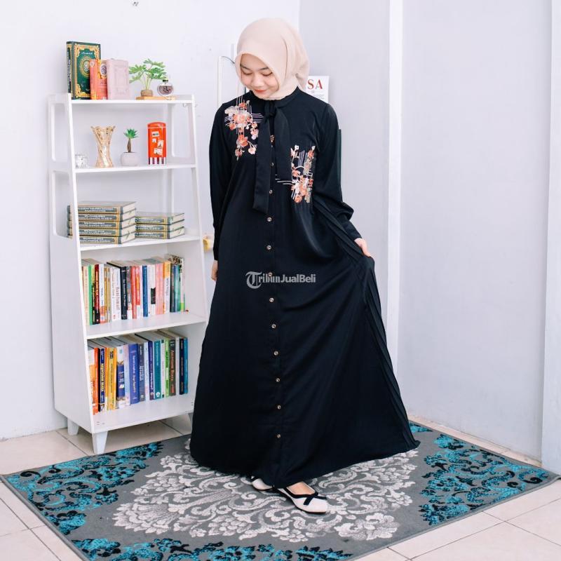 Terbaru Abaya Husna Dewasa Pleatskirt Full Kancing Dress Muslimah ...